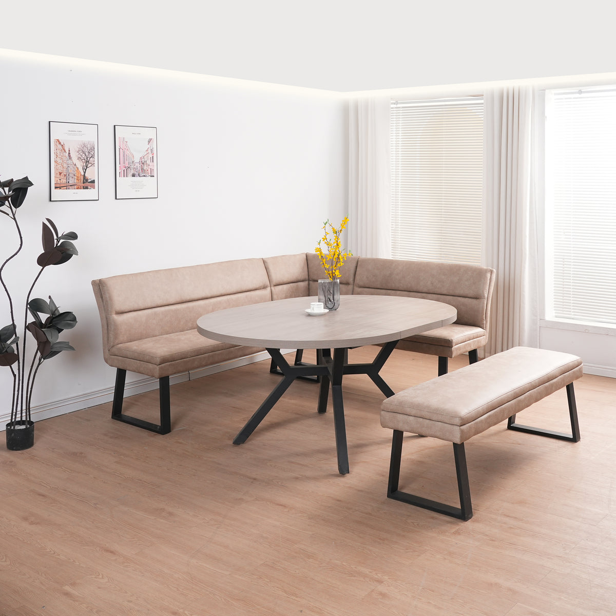 Alfie Corner Bench - Taupe — G Furniture and Carpets